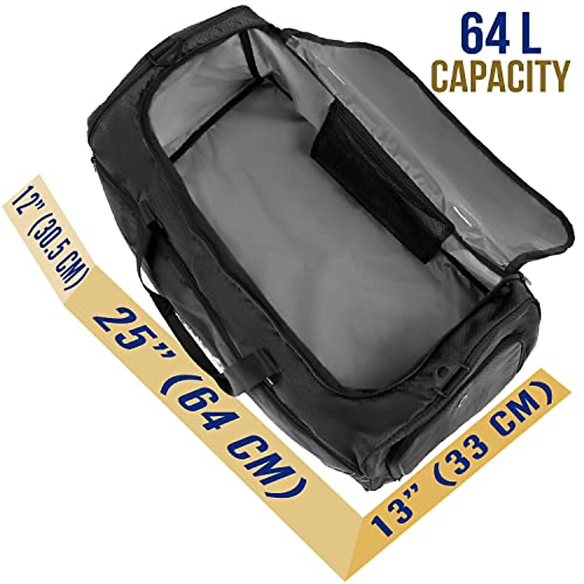 Athletico Sideline Soccer Duffle - Soccer Bag for Basketball, Volleyball & Football | Duffel Includes Separate Cleat Compartment (Black)