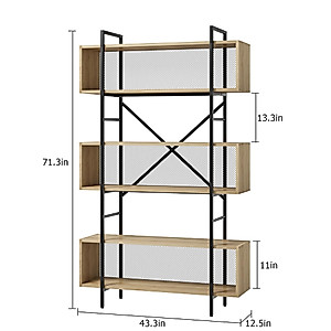 IDEALHOUSE 6 Tier Bookshelf with Storage, 71.3 Inch Tall Industrial Book Shelf with Open Display Bookshelves, 6 Shelf Bookcase with Metal Frame for Living Room, Bedroom and Home Office-Burlywood