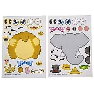 Kicko Make-A-Zoo Animal Sticker Sheets - 24 Pack - for Kids, Arts, Parties, Birthdays, Party Favors, Crafts, School, Daycare, Etc.