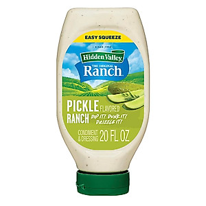 Pickle Flavored Hidden Valley Ranch Dressing - Pack of 1: 20 oz Bottle Dill Pickle Ranch Dressing - Hidden Valley Pickle Ranch Dip Bundled with Daily Gemz Spoon (1)