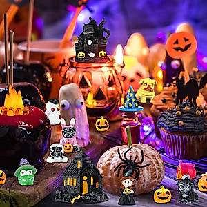 Soaoo 20 Pcs Halloween Miniature Figurines Resin Pumpkin Ghost Ornaments Halloween Garden Miniature Landscape for Halloween Party Village Bonsai Crafts Outdoor Home Garden Decor