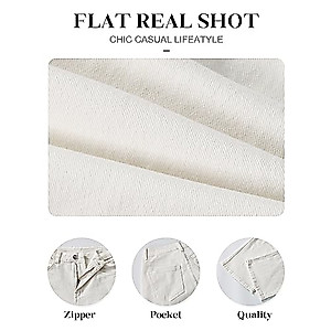 HDLTE Women's Wide Leg Jeans High Waist Baggy Jeans Loose Boyfriends Jeans White