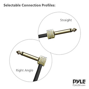 Pyle Pro-Audio Pedal Board Patch Cables-Universal D.I.Y Custom Cut Feet Wire Kit, Right-Angle Low Profile 1/4'' Connectors, Performance, 10 Pieces PSCBLKIT22