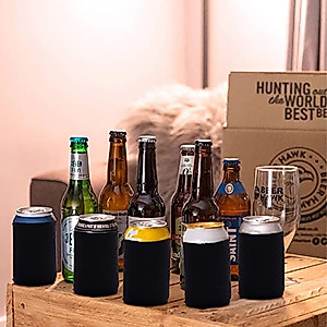 LUCKIPLUS Black Beer Can Coolers Neoprene Can Sleeves Collapsible Insulated Coolers Bulk 12 Packs, 25 Packs (50, Black)