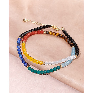 Jewever 7 Chakra Choker Necklace for Women Crystals and Healing Stones Balance Meditation Yoga Worry Stone Jewelry Gifts (16"+2")