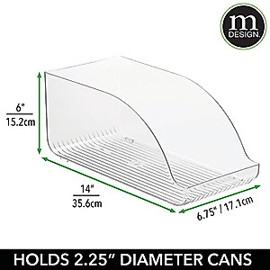 mDesign Compact Plastic Kitchen and Pantry Storage Organizer Bin for Tall Skinny Soda/Pop Cans - Kitchen, Pantry, Refrigerator - Clear
