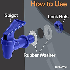 LifCratms 2Pcs BPA-Free Replacement Cooler Faucet, Blue Plastic Water Spigot Spout Water Dispenser Tap Set, Reusable Water Crock Tap Water Beverage Lever Pour Dispenser Valve