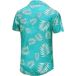 KYKU Mens Funny Hawaiian Shirt Beach Button Up Shirts Short Sleeve, Green, M