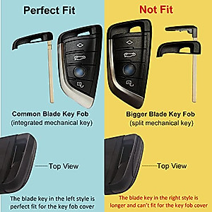 OLLEN Key Fob Cover Case, Fit for BMW 5 6 7 Series X1 X2 X3 X5 X6 GT Series, Metal Full Protection Key Fob Shell Case, Blade Shape, Gunmetal (1 Pcs)