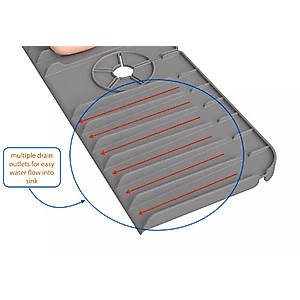 Silicone Sink Faucet Splash Catcher (14.5x5.5in., Black) | Kitchen or Bathroom mat Tray | Drip Catcher | Quick Drying Countertop Protectors | Small and Large Splatter Mats | Easy Water Drainage