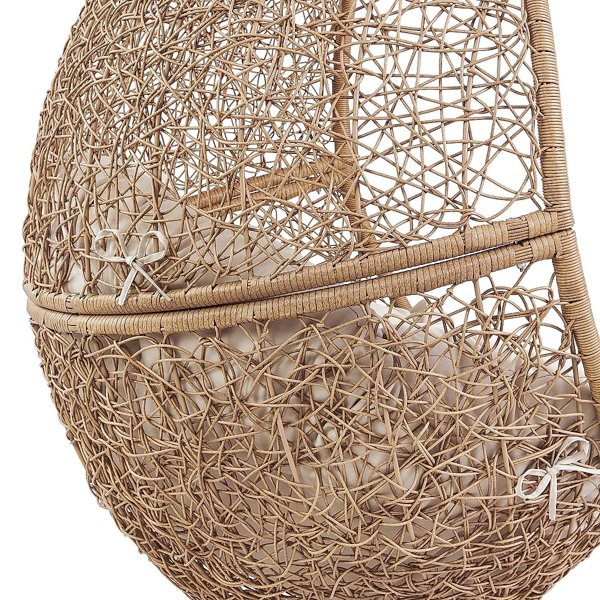 Modway Encase Outdoor Patio Rattan Swing Chair in Cappuccino Beige