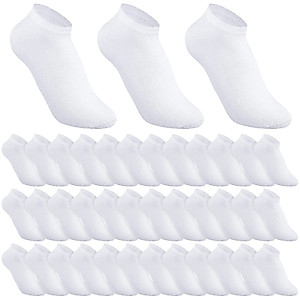 200 Pairs Thin Low Cut Ankle Socks Polyester Comfortable Lightweight Sock for Men Teens Team Charity Event Supplies Bulk Pack (White)