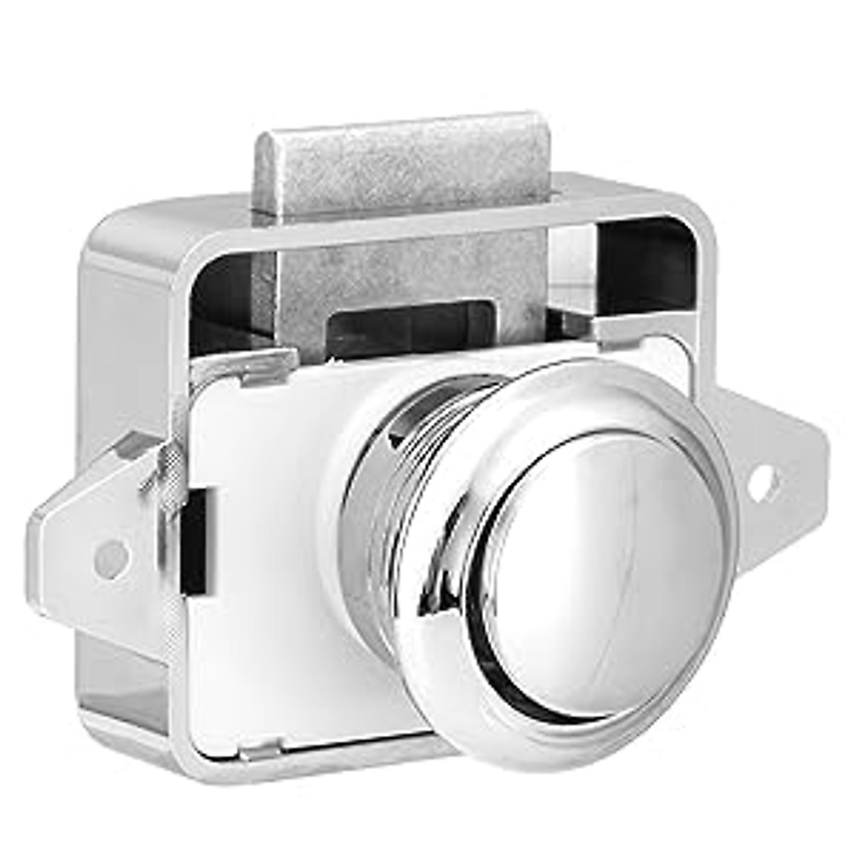 LESOLEIL Push Button Latch Locks - 10 Pcs RV Cabinet Door Push Lock Catch Keyless Knob for Camper Van Motorhome Caravan Boat Silver