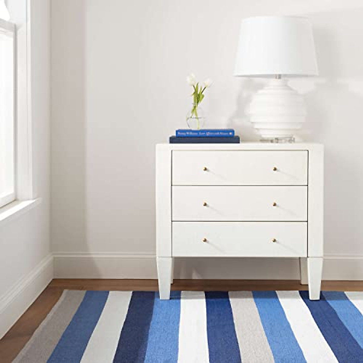 Dash and Albert Ocean Stripe Handwoven Indoor/Outdoor Rug, 8 X 10 Feet, Blue/White Stripe Pattern