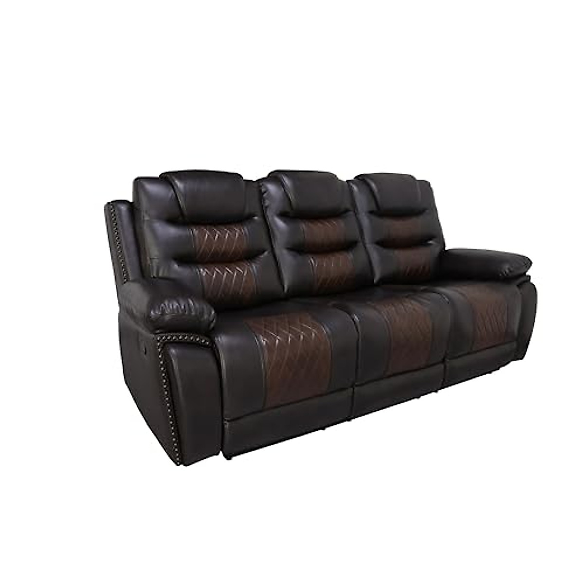 New Classic Furniture Nikko Faux Leather Manual Sofa with Dual Recliner, Brown