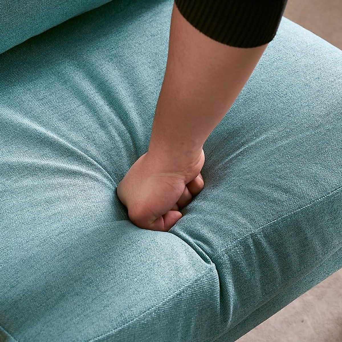 High Back Accent Chairs for Living Room Arm Chair Mid-Century Modern Chair w/ Pillow,Single Lounge Armchair Comfy Reading Chair for Bedroom,Apartment,Dorm, Office,Supports 330 Lbs,Easy Assembly,Teal