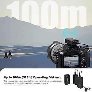 BOYA BY-XM6-S2 Wireless Lavalier Microphone, with OLED, 328ft Range, 2.4GHz Dual Lapel Wireless Microphone for Phone Camera PC Video Recording Interview Vlog Live Stream (2 TX+1 RX)