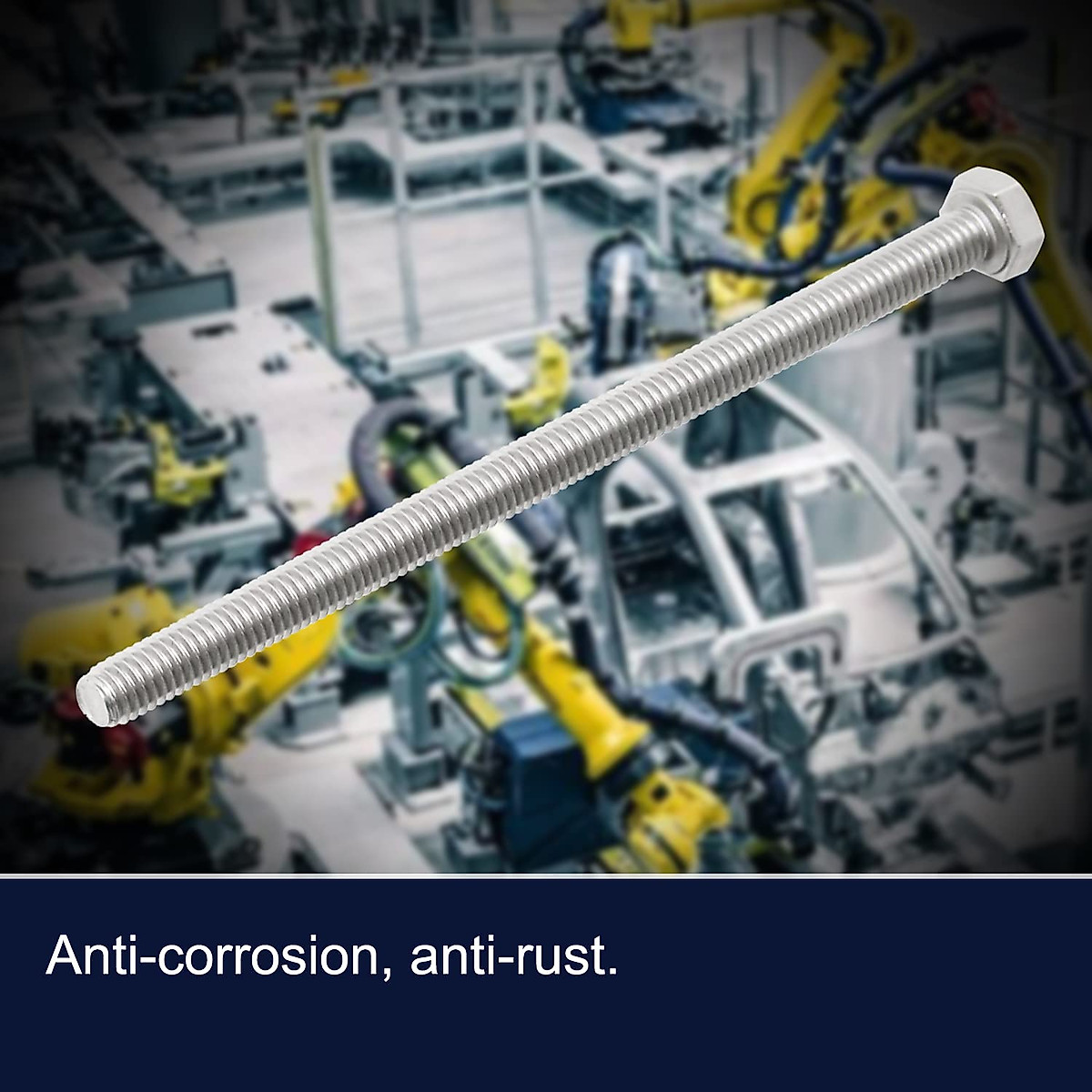 Aopin M6 x 150mm Hex Head Bolts Screws Grade 5.8 Stainless Steel, Fasteners Fully Machine Threaded SUS304 4 Pcs