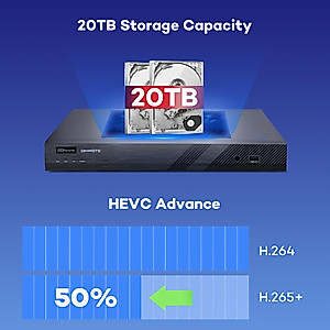 ONWOTE 16 Channel 4K PoE Security NVR Video Audio Recorder, Support 8MP 5MP 4MP 1080P, 16CH NVR with NO Hard Drive, Support up to 20TB with 2 Storage Bays, 16-CH Simultaneous Playback