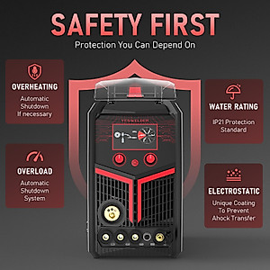 YESWELDER Plasma Cutter Welder Combo Gas MIG/Gasless MIG/Lift TIG/Stick/CUT 5 in 1 Welding Machine FIRSTESS MP200 Multi Process Welder