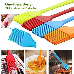 Grill Basting Brush Silicone Pastry Baking Brush BBQ Sauce Marinade Meat Glazing Oil Brush Heat Resistant, Kitchen Cooking Baste Pastries Cakes Desserts, Dishwasher Safe 4Pack