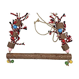 Large Chicken Swing Natural Wooden Colorful Chicken Toys for Hens Handmade Chewing Swing Toys with Bells for Bird Parrot Pet Trainning