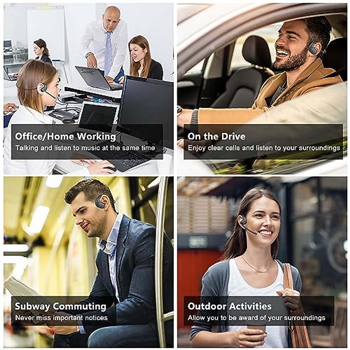 Giveet Bluetooth 5.3 Headset with Detachable Microphone, DSP Noise Cancelling Wireless Headset for Phone PC Laptop, Open Ear Comfort Headphones for Office Home Working Driving Running, 12 Hrs Playtime