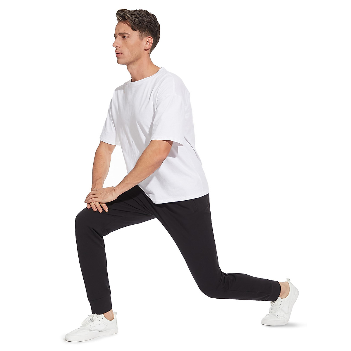 SEVEGO Men's 34" Inseam Tall Lightweight Cotton Joggers with Zipper Pockets Active Sweatpants Work Sports Track Pants Black XL