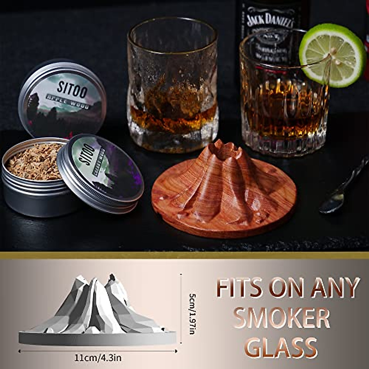 Gifts for Dad Fathers Day,Cocktail Smoker kit, Old Fashioned Drink Smoker, Volcano Cocktail Smoker Kit in Wooden Box, Gift for Father - (Rosewood)