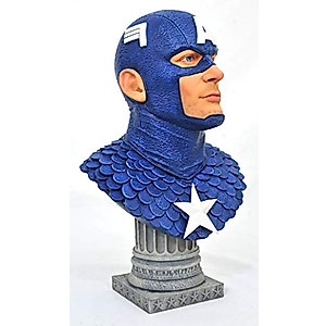 Legends in 3-Dimensions: Marvel Comics Captain America 1: 2 Scale Bust, Multicolor