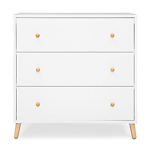 Delta Children Essex 3 Drawer Dresser with Interlocking Drawers, Bianca White/Natural