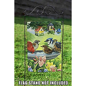 Toland Home Garden 119474 Bathing Birds Spring Flag 12x18 Inch Double Sided Spring Garden Flag for Outdoor House Flag Yard Decoration