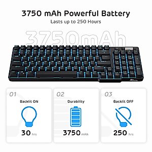 RK ROYAL KLUDGE RK96 90% Triple Mode BT5.0/2.4G/USB-C Hot Swappable Mechanical Keyboard with Magnetic Wrist Rest, 96 Keys Wireless Gaming Keyboard with Software, Blue Backlight