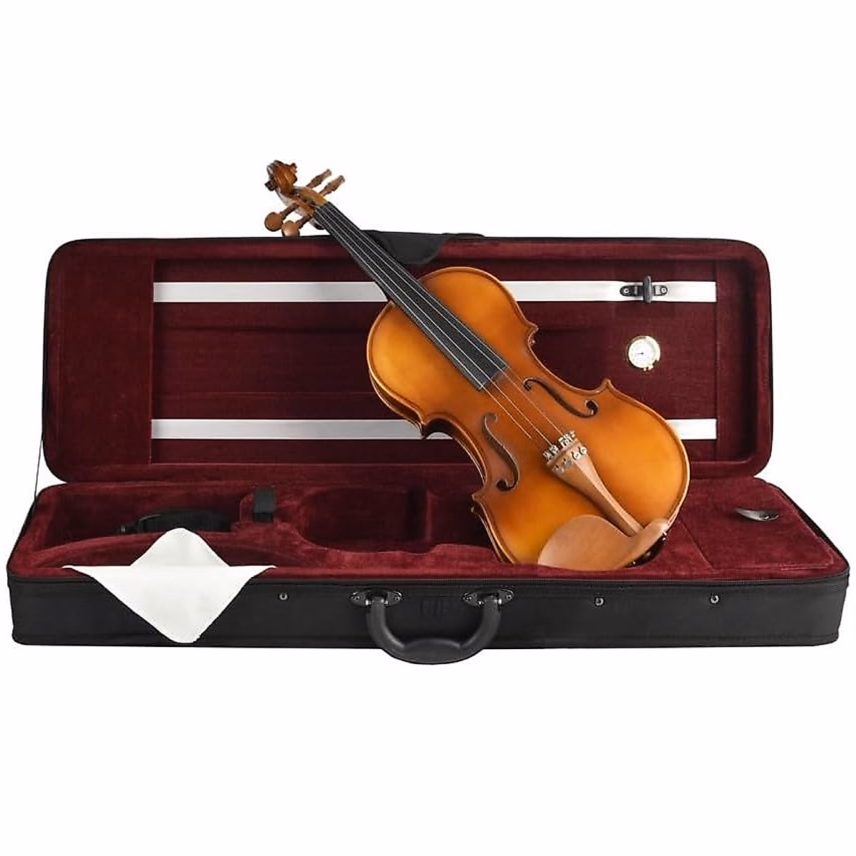 FINO 4/4 Full Size Violin Case Professional Oblong Violin Hard Case with Built-in Hygrometer,Super Lightweight Portable Carrying Bag Slip-On Cover with Backpack Straps,Black