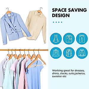 JS HOME Wooden Hangers 30 Pack, Strong Wood Suit Hangers with Extra Smooth Finish, Precisely Cut Notches and 360 Degree Black Swivel Hook, Solid Wooden Clothes Hangers for Shirt Coat Jacket Dress