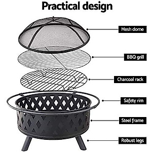 LEAYAN Garden Fire Pit Portable Grill Barbecue Rack Wood Burning Fire Pit Backyard with Cooking Grill,Fire Pit Multifunctional Barbecue Rack Indoor Winter Charcoal Heater for Camping Backyard