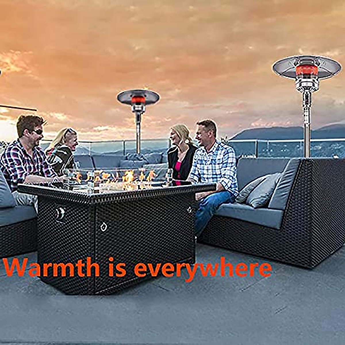 Natural Gas Patio Heater Adjustable Height (55in-78in), 12ft Hose Included, Passed CE CSA Certification, It’s Really Too Cold To Sit Outside In The Spring And Autumn,Its Heat Output Will Get Very Warm