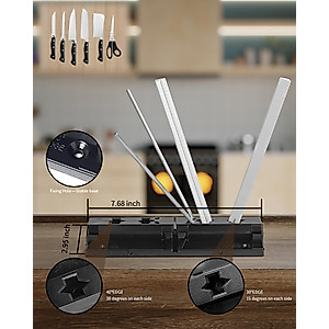 Tri knife sharpener with Safety Rods, Premium Alumina Ceramic Stones, Sharpener Rods for Quickly Repairing and Polishing Straight for Kitchen Knives, Scissors, and Razors