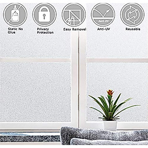 Niviy Etched Privacy Window Film Frosted Glass Static Cling Non Adhesive Window Frost Film for Home Office, 17.5 inch x 78.7 inch