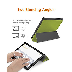 DTTO Case for All-New Fire HD 10 & 10 Plus Tablet (Only Compatible with 11th Generation Tablet, 2021 Release), Slim PU Leather Trifold Stand Cover Hard Back Shell with Auto Sleep/Wake, Spring Green