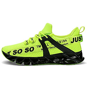 COKAFIL Mens Running Shoes Athletic Walking Blade Tennis Shoes Fashion Sneakers,Green,7.5