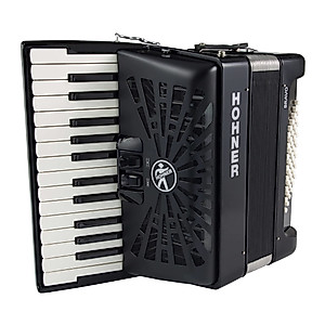 Hohner Bravo II 48 Chromatic Piano Key Accordion - Jet Black