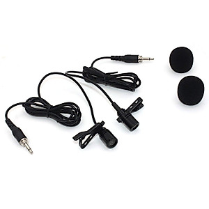 ZRAMO Metal 3.5mm Mono Screw Hands-free Lavalier Microphone w/Outside Screw Connector for Sennheiser Wireless Transmitter- Noise Cancelling Condenser Mic, Clear Voice (2X Lapel Microphone)