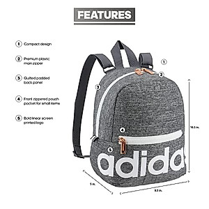adidas Linear Mini Backpack Small Travel Bag, Jersey Onix/White/Rose Gold, One Size