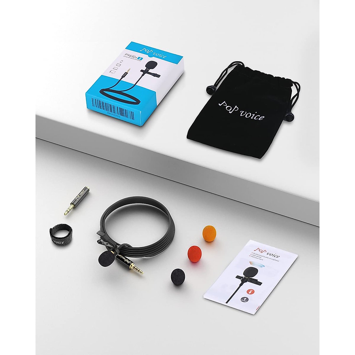 PoP voice Upgraded Lavalier Lapel Microphone, Omnidirectional Condenser Mic for Apple iPhone iPad Mac Android Smartphones, Youtube, Interview, Studio, Video, Recording,Noise Cancelling Mic
