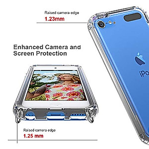 iPod Touch 7 Case, iPod Touch 6 Case, iPod Touch 5 Case with Neck Cord Lanyard Strap, OWKEY Full Body Crystal Clear Case with Built in Screen Protector, Shock Drop Proof Slim Fit Cover for Christmas