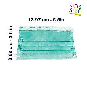 DermSource MADE IN USA - Kids 3-Layer Disposable Face Masks - Breathable Face Covering for Boys and Girls (25 Kids Masks - Green)