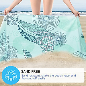 Airensky Microfiber Beach Towel, Oversized Pool Towel 72" x 36", Sand-Free Beach Towel, Quick Drying, Super Absorbent, Soft Breathable (2 Pack Shark+Dolphin)