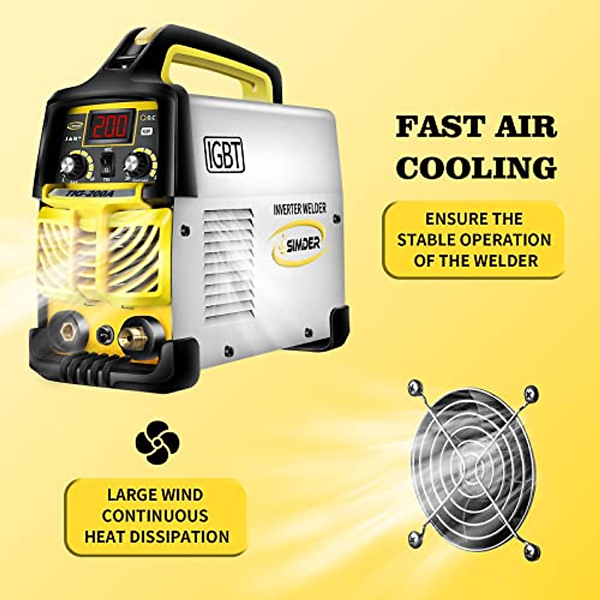 SSIMDER TIG Welder 110V/220V Dual Voltage 200A TIG/ARC/Stick 2 in 1 Welder IGBT Inverter DC TIG Welding Machine