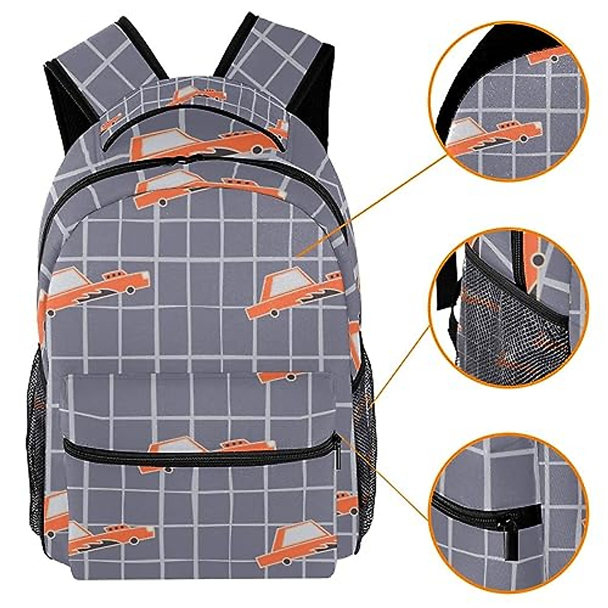 Sportcar Pattern In Doodle Style Durable Laptops Backpack Computer Bag for Women & Men Fit Notebook Tablet